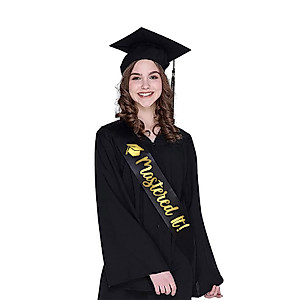MUMUNN Mastered it Sash for Congrats Grad, Class of 2024 Finally Graduated Cheerleader Senior Graduated Sash for Graduation Party Supplies Favors, Black Gold