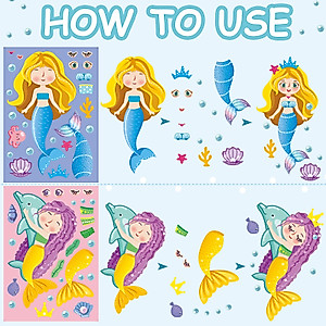 Zonon 48 Sheets Make a Mermaid Stickers Sheets for Mermaid Party Favors Mermaid Stickers for DIY Project Mermaid Birthday Decorations Party Favor(Mermaid)