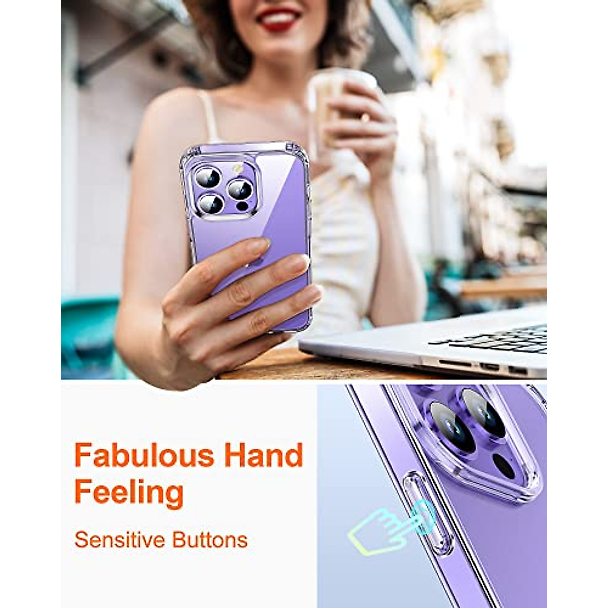 HOOMIL Case for iPhone 14 Pro Max, Anti-Yellowing Hard Back Soft Bumper Shockproof - Crystal Clear