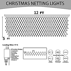 Dazzle Bright Multi-Colored 82ft 1000 LED Christmas String Lights + 360 LED 12FT x 5 FT Christmas Net Lights