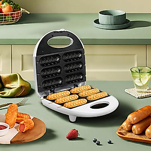 Corn Dog Waffle Maker Small, Hot Dog Waffle Machine with Non-stick Coating Plate, Waffle Dog Maker Toaster Make 6 Corn Dogs, Corn Dog Waffle Machine Make Corn Dog in Minutes, White