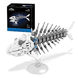 ZYLEGEN Fish Fossil Building Block Kit,Fish Skeleton Model Bricks Kit Decoration,Cool Ideas Gift Toy Set for Deap Sea Fish Fans,Decorative Fish Bone Model for Office,Living Room,Shelf,Home Decor