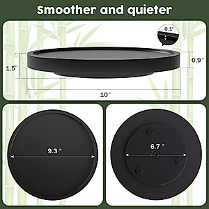 Turntable Vanity Tray 10 Inch for Perfume Candle, Bamboo Kitchen Sink Countertop Organizer for Keep Glass, Sponge and Soap Bathroom Countertop Organizer Coffee Table Decorative Tray Black