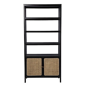 SEI Furniture Carondale Bookshelf, Standard, Black, Gold, Natural