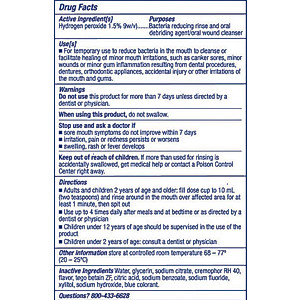 Hydrogen Peroxide Oral Rinse by DenMat; Fresh Mint Flavor. One Bottle of 16 Fluid Ounces (473 mL). Alcohol Free, for Oral Health, Minor Mouth Irritations, and Minor Gum Irritation.