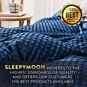 Sleepymoon Cool Organic Bamboo and Ultra Soft Minky Reversible Removable Duvet Cover for Adult Weighted Blankets Machine Washable for Hot and Cold Sleepers (Navy+Grey, 48″×72″)