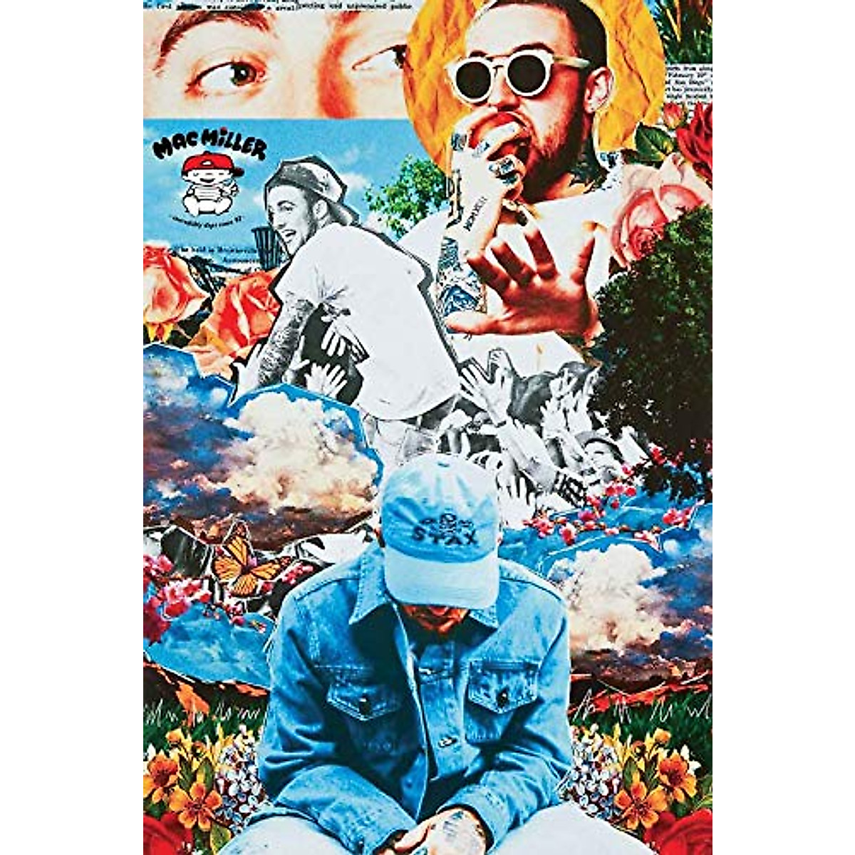 Buyartforless Mac Miller Collage 36x24 Music Art Print Poster, multicolor