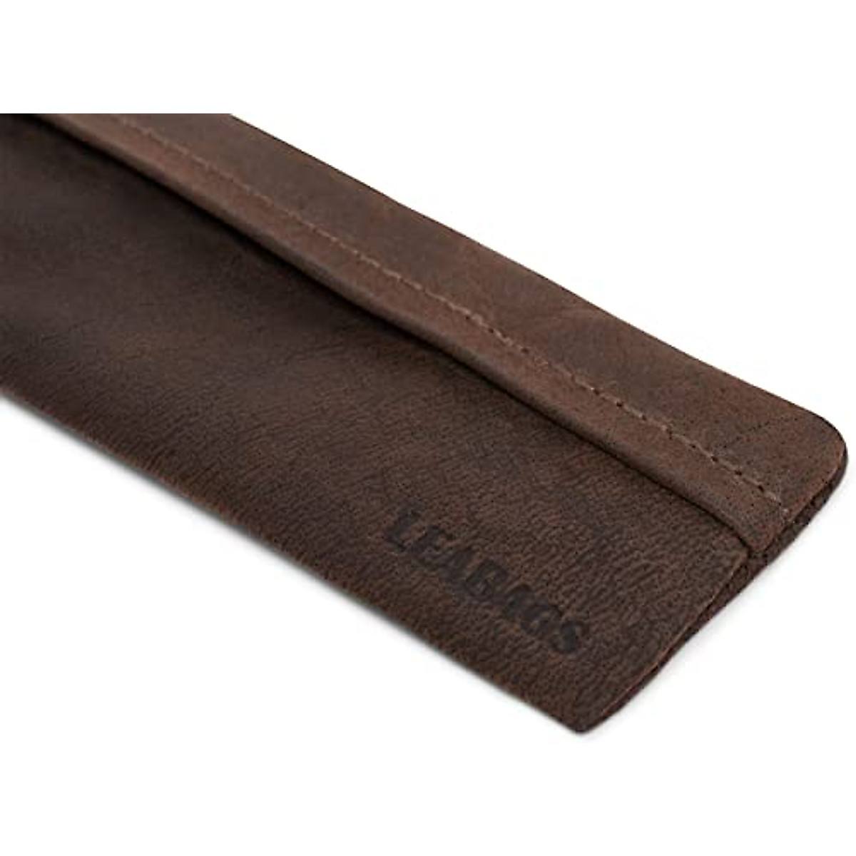 LEABAGS Leather Pencil Case - Genuine Leather Pencil Pouch Fort Vaux - Pen Case for Adults Men Women Work University Nutmeg Brown