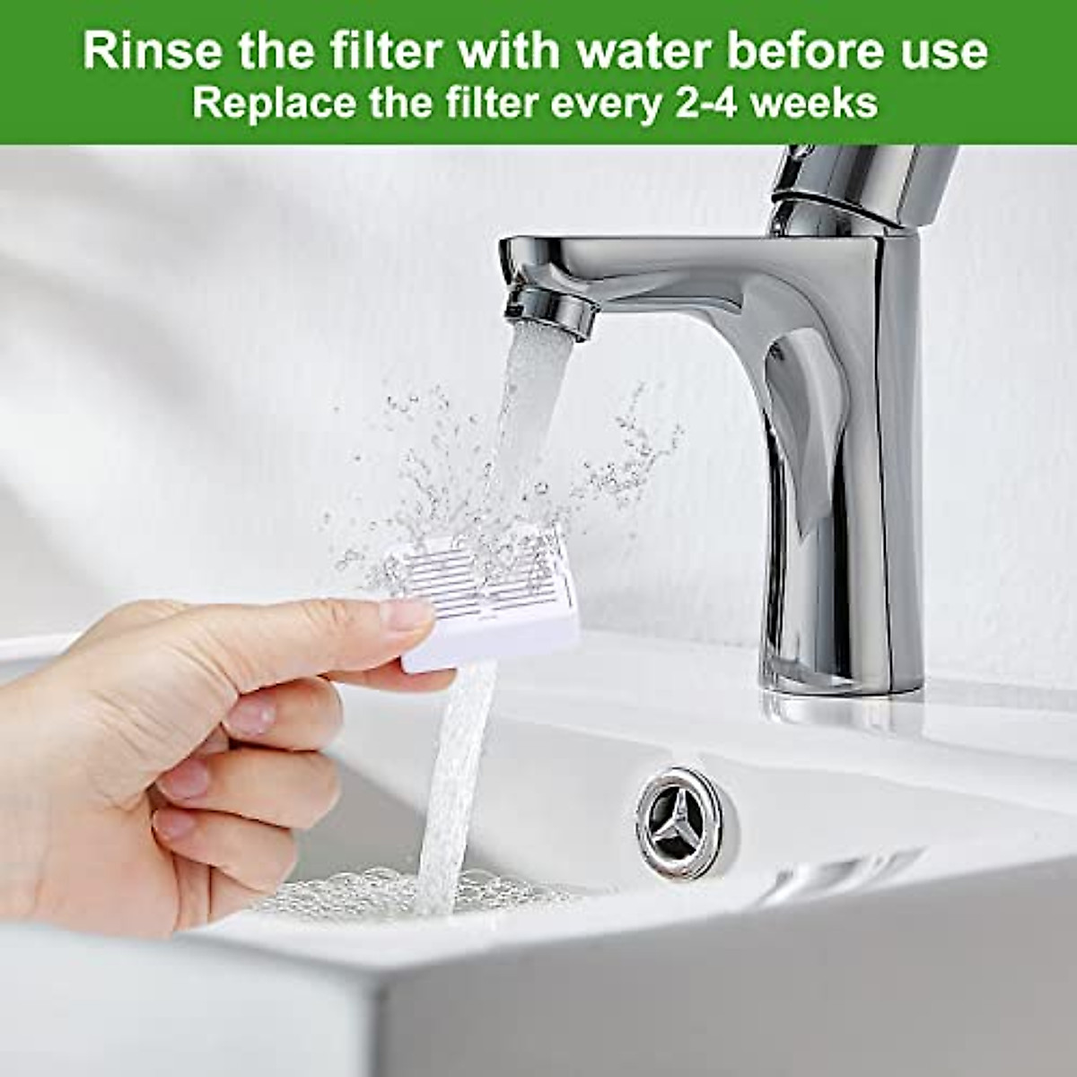 VinDox Pet Fountain Replacement Filters, 8 Cat Fountain Carbon Filters and 2 Foam Pre-Filters for Cupcake Ceramic Pet Fountain Pet Drinking Fountain Porcelain (8 Packs)