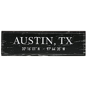 Barnyard Designs Austin, TX City Sign Rustic Vintage Wood Wall Art Home Decor 17” x 5”