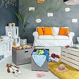 Lukeline 17x13 Foldable Large-Capacity Storage Bins with Lids and Metal Handle, Closet Organizers and Storage Bins for Living Room, Bedroom, Nursery, Closet, Dormitory or Office, 2-Pack