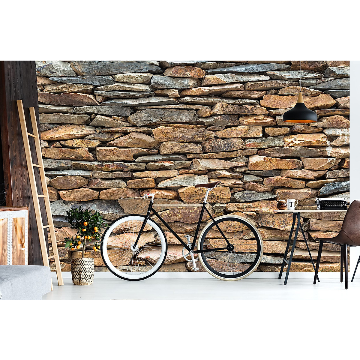 GREAT ART Large Photo Wallpaper – Shale Stonewall – Photo Decoration Stones Optic Mural Rocks Walls Rustic Stone Industrial Design Look Wall Decor Image Decor Wall Mural (132.3x93.7in - 336x238cm)