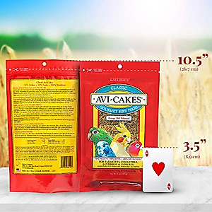 LAFEBER'S Classic Avi-Cakes Pet Bird Food, Made with Non-GMO and Human-Grade Ingredients, for Cockatiels Conures Parakeets (Budgies) Lovebirds, 8 oz