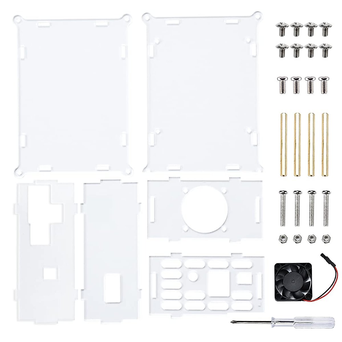 GeeekPi Acrylic Case with 4010 Fan (40mmx40mmx10mm) for Raspberry Pi 4 Model B X825 V2.0 2.5 inch SATA HDD/SSD Expansion Board & Raspberry Pi 4 Model B