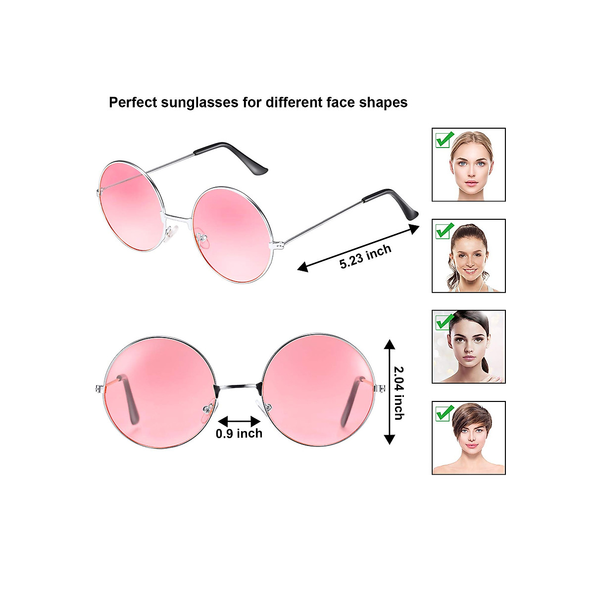 Blulu 10 Pairs John Hippie Sunglasses Retro Round 60's Style Circle Sunglasses Eyewear for Men Women Costumes Parties Gifts(Silver Frame)