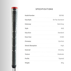 Winn Dri-Tac Standard Dark Gray 13 Piece Golf Grip Bundle (