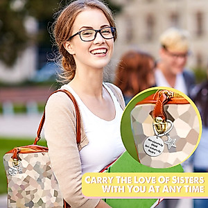 Set of 8 Sister Friends Gifts Not Sisters by Blood But Sisters by Heart 15 oz Funny Stemless Wine Glasses Friendship Keychain Birthday Christmas Gift for Sisters in Law Friends Women Girls Female