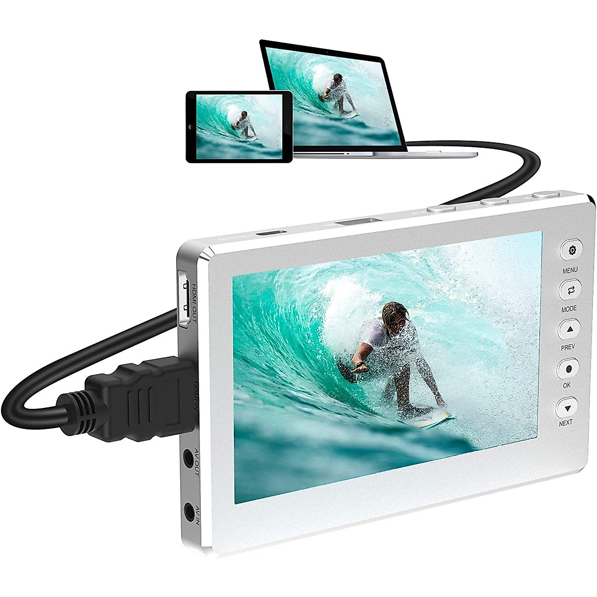 eyesen FHD Video Capture Box 1080P 60FPS USB 2.0 Video to Digital Converter with 5" OLED Screen, AV&HDMI Video Recorder Capture from VCR, DVD, VHS Tapes, Hi8, Camcorders, Gaming Systems