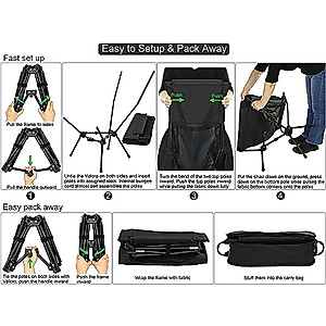 MARCHWAY Lightweight Folding High Back Camping Chair with Head Support, Stable Portable Compact for Outdoor Camp, Travel, Beach, Picnic, Festival, Hiking, Backpacking (Black)
