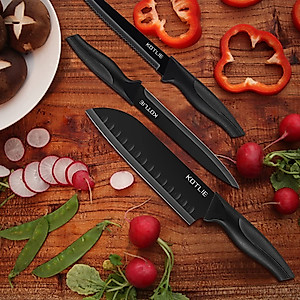 Kitchen Knife Set, KOTLIE 19-Pieces Dishwasher Safe Knife Set with Acrylic Stand, High Carbon Stainless Steel Chef Knife Set with Scissors, 6x Serrated Steak Knives, Peeler and Knife Sharpener