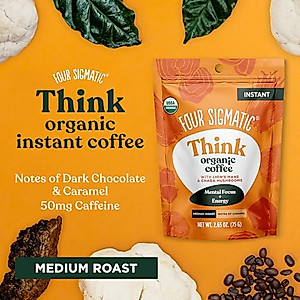 Four Sigmatic Organic Mushroom Coffee | Arabica Instant Coffee with Lion's Mane, Chaga and Rhodiola | Mushroom Coffee Instant Mix for Better Focus and Immune Support | 30 Serving Canister