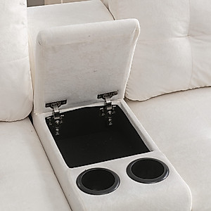 HomSof Sectional Sofa Set with Chaise Lounge, Storage, Cup Holder and Side Pocket, 3-Seat L-Shaped Couch for Small Spaces, Living Room