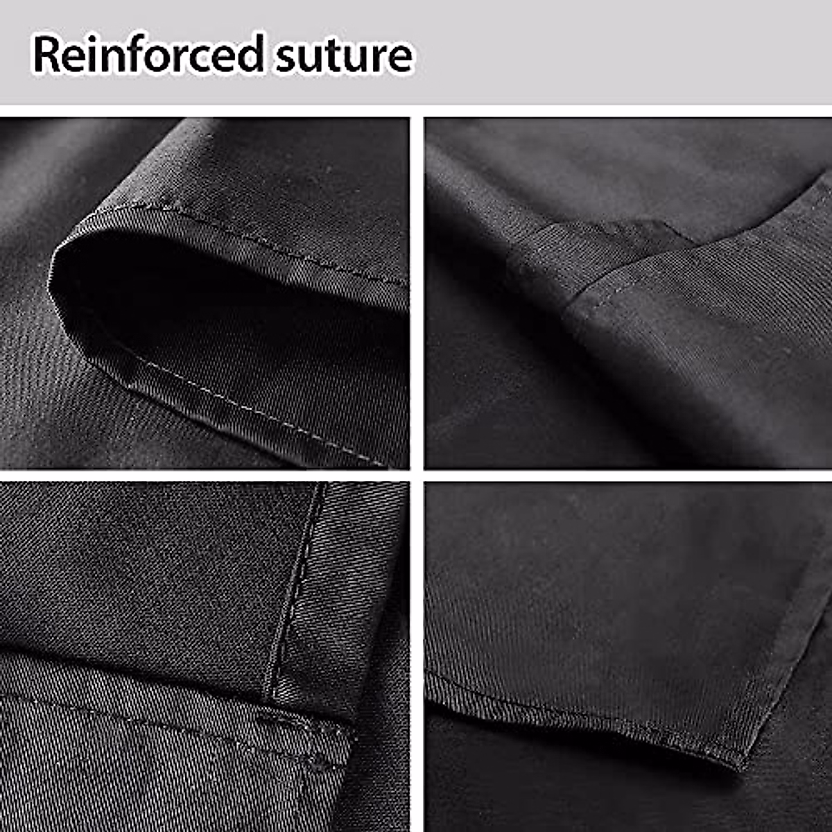 ROTANET Black Bistro Apron Long Server Apron with 3 Pockets Half Large Waist Apron for Work Cafe Uniform Waterproof