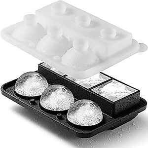 Nax Caki Ice Cube Molds Tray, Large Silicone Whiskey Ice Mold,2-in-1 Round Sphere Ice Ball Maker & Square Ice Trays for Cocktails, Bourbon, Whiskey Gifts for Men from Daughter Wife Son Kids…