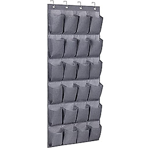 MISSLO Sturdy Fabric Hanging Shoe Organizer Over the Door Shoe Rack 24 Large Pockets Closet Holder Hanger Storage with 4 Metal Hooks for Men Sneakers Women High Heels Slippers