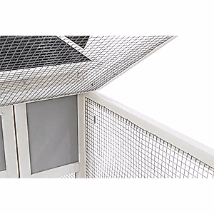 TRIXIE Natura Insulated Rabbit Hutch with Large Run, Hinged Peaked Roof, 2-Story with Ramp, for Rabbits or Guinea Pigs, Gray/White