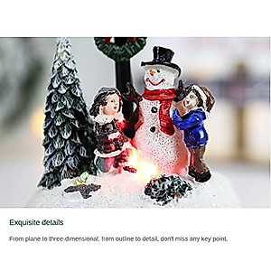ADVNH Christmas Village Set Decorations, 2 Pieces of Resin LED Warm Lights Christmas Tree Figurines, Mini Snowman Christmas Decorations, Christmas Village House Gift Sets, Collectible Buildings (A)