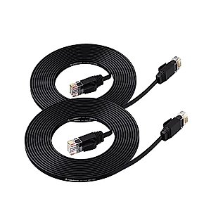 Cat 6 Ethernet Cable Black 10ft (2 Pack)(at a Cat5e Price but Higher Bandwidth) Flat Internet Network Cable - Cat6 Ethernet Patch Cable Short - Cat6 Computer Cable with Snagless RJ45 Connectors