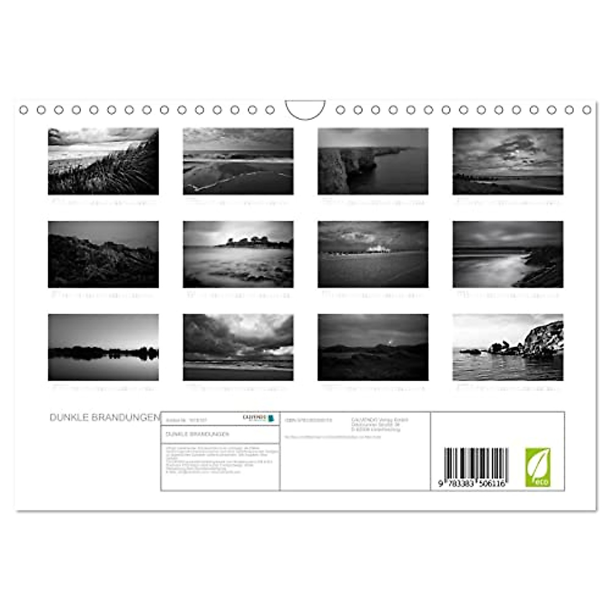 Dark surf - North Sea and Mediterranean Sea landscape photographs by Niko Korte (Wall Calendar 2024 DIN A4 Landscape), CALVENDO 12 Month Wall Calendar