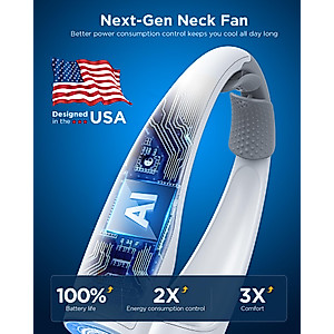 Heelkl AI Neck Fan, 4 Speeds Adjustable Portable Personal Fan Rechargeable, 4000 mAh Battery Faster Cooling Wearable Fan, Ultra Quiet for Home, Office, Travel, Outdoor