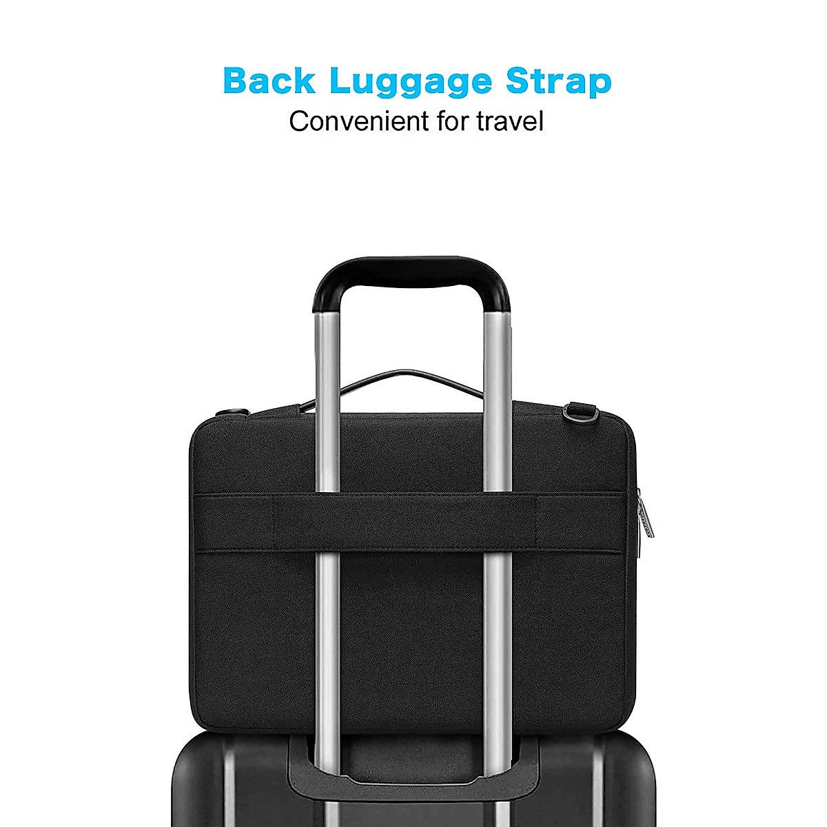 MOSISO 360 Protective Laptop Shoulder Bag Compatible with MacBook Air/Pro,13-13.3 inch Notebook,Compatible with MacBook Pro 14 inch 2023-2021,Side Open Sleeve with 3 Front Pockets&PU Handle&Belt,Black