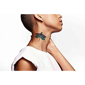 Dopetattoo 6 Sheets Temporary Tattoo Dragonfly Tattoo Fake Tattoos Neck Arm Chest for Women Men Adults