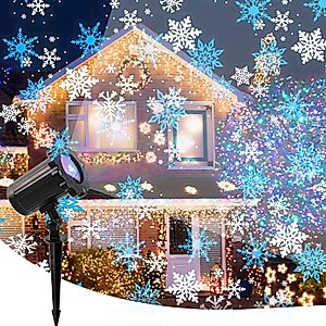 Snowflake Projector Light IndoorOutdoor Snowfall Projector Light Led Xmas Reflector Exterior Christmas Outdoor Falling SnowflakeProjectorLights House Christmas Light Projector Outdoor WhiteBlue