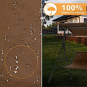 Replacement Outdoor Swing Seat, Porch Swing Cushion Cover, 600D Thickened Oxford Waterproof Sunscreen Porch Swing Cushions for Patio Furniture Garden Bench, Coffee