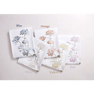 Melange Home Cotton Floral Embroidery Duvet Set, King, Blue Stitching on White