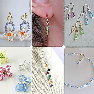 Paxcoo 5600Pcs Crystal Beads for Jewelry Making, Tiny Crystal Acrylic Beads Faceted Jewelry Beads Bicone Gem Beads Jewel for Jewelry Making (4 MM)