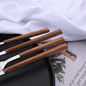 Uniturcky Silverware Set for 4, 16-Piece Stainless Steel Flatware Cutlery Set, Tableware Eating Utensil Set with Wooden Effect Handle, Include Knife Fork Spoon, Mirror Polished, Dishwasher Safe