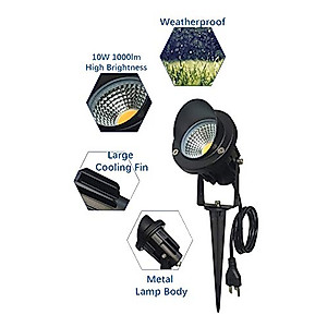 LED Outdoor Spotlight Flag Light 120V 10W Waterproof Spot Lights for Yard Flagpole House Tree Plug in Christmas Landscape Lighting (10W, Warmwhite)