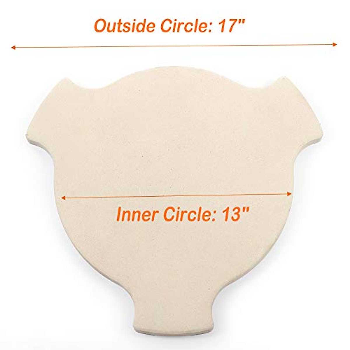 BBQ Future 17" Heat Deflector Stone, Heavy Duty Ceramic Pizza Stone, Plate Setter, Heat Diffuser Plate Compatible for Char-Griller 6201, Fits 20" AKORN Kamado Grill, Large Big Green Egg and More