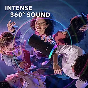 Anker Soundcore Flare 2 Bluetooth Speaker with 360° Sound, PartyCast Technology, Adjustable EQ, 12 Hour Playtime, IPX7 Waterproof Wireless Speaker for Outdoor, Beach, Backyard Party (Renewed)