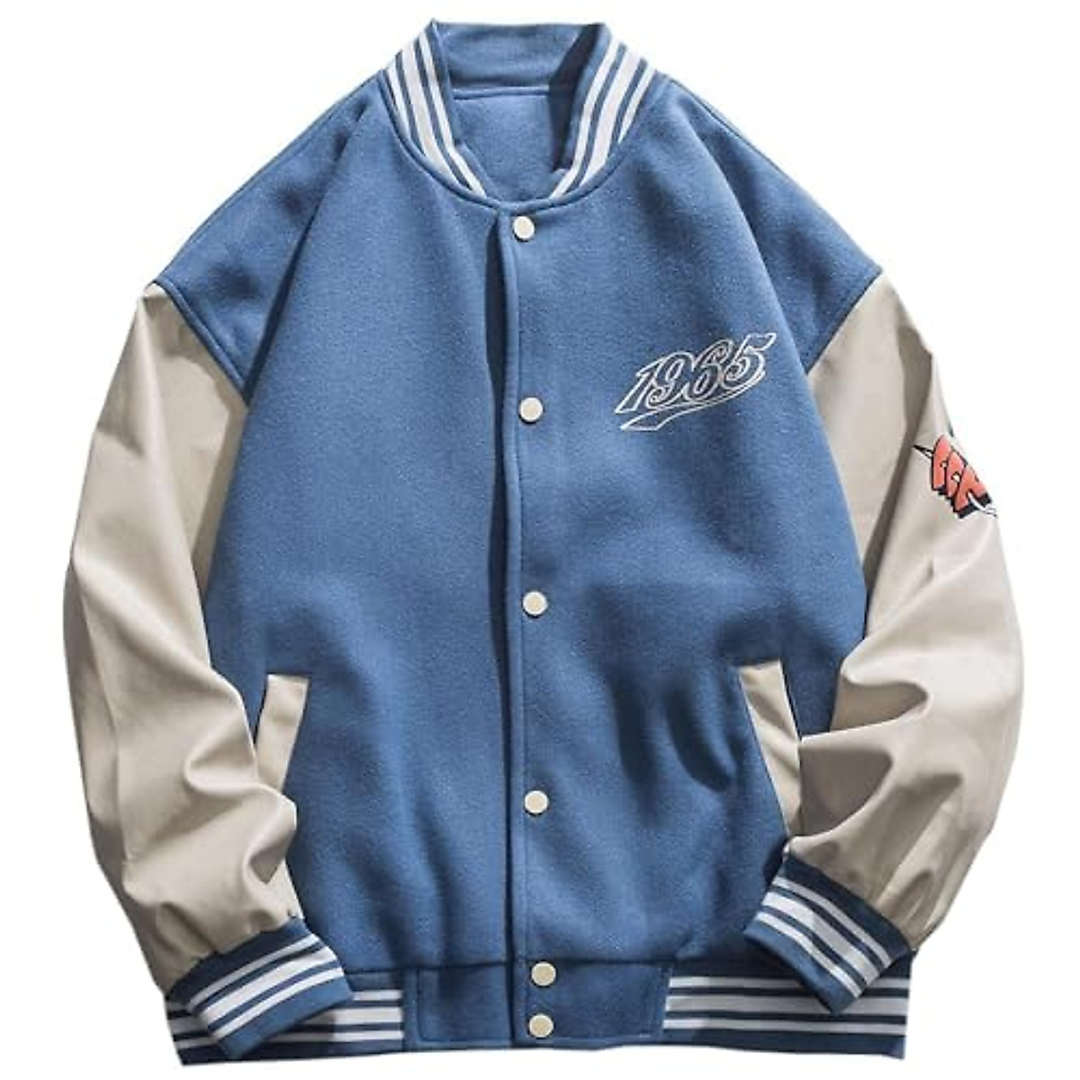 Aelfric Eden Men's Letter Foaming Love Print Varsity Jacket Vintage Graphic Baseball Jacket Unisex Coats Streetwear