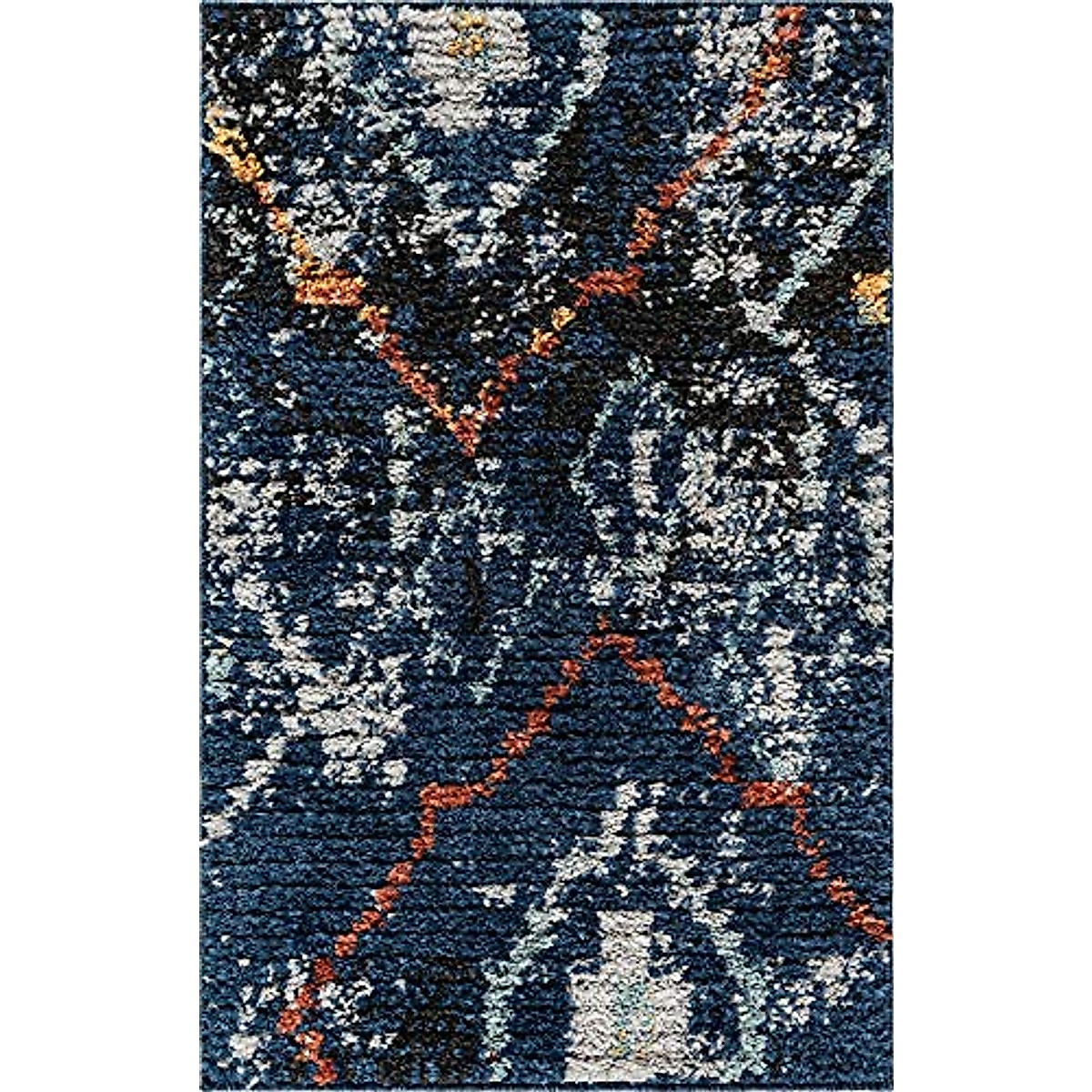 Unique Loom Morocco Collection Tribal, Southwestern, Bohemian Area Rug, 2' 2" x 3' 0", Navy Blue/Gray