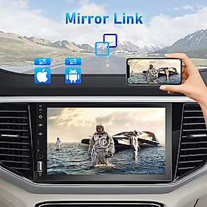 Double Din Car Stereo, in-Dash Car Radio with CarPlay/Android Auto Bluetooth 7 Inch HD Touchscreen Auto Radio with Backup Camera, FM/Mirror Link//TF/AUX/USB/Multimedia MP5 Player