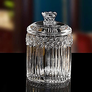 AXX 2 Pack Apothecary Jars Bathroom Organizer Storage - Glass Qtip Dispenser Holder Vanity Canister with Lid for Cotton Swabs,Rounds,Makeup Sponges,Bath Salts,Hair Accessories