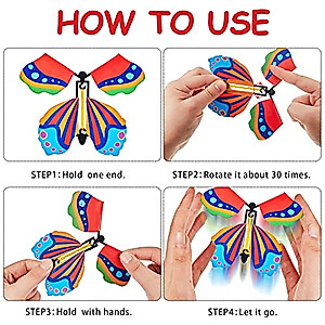 10 Pieces Magic Fairy Flying Butterfly Card Wind up Butterfly Rubber Band Flying Butterfly Surprise Flying Paper Butterflies Set for Party Playing Decorations (Classic Style)