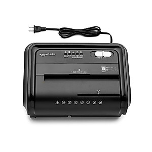 Amazon Basics 8-Sheet High-Security Micro-Cut Shredder with Pullout Basket and Paper Shredder Sharpening & Lubricant Sheets - Pack of 12